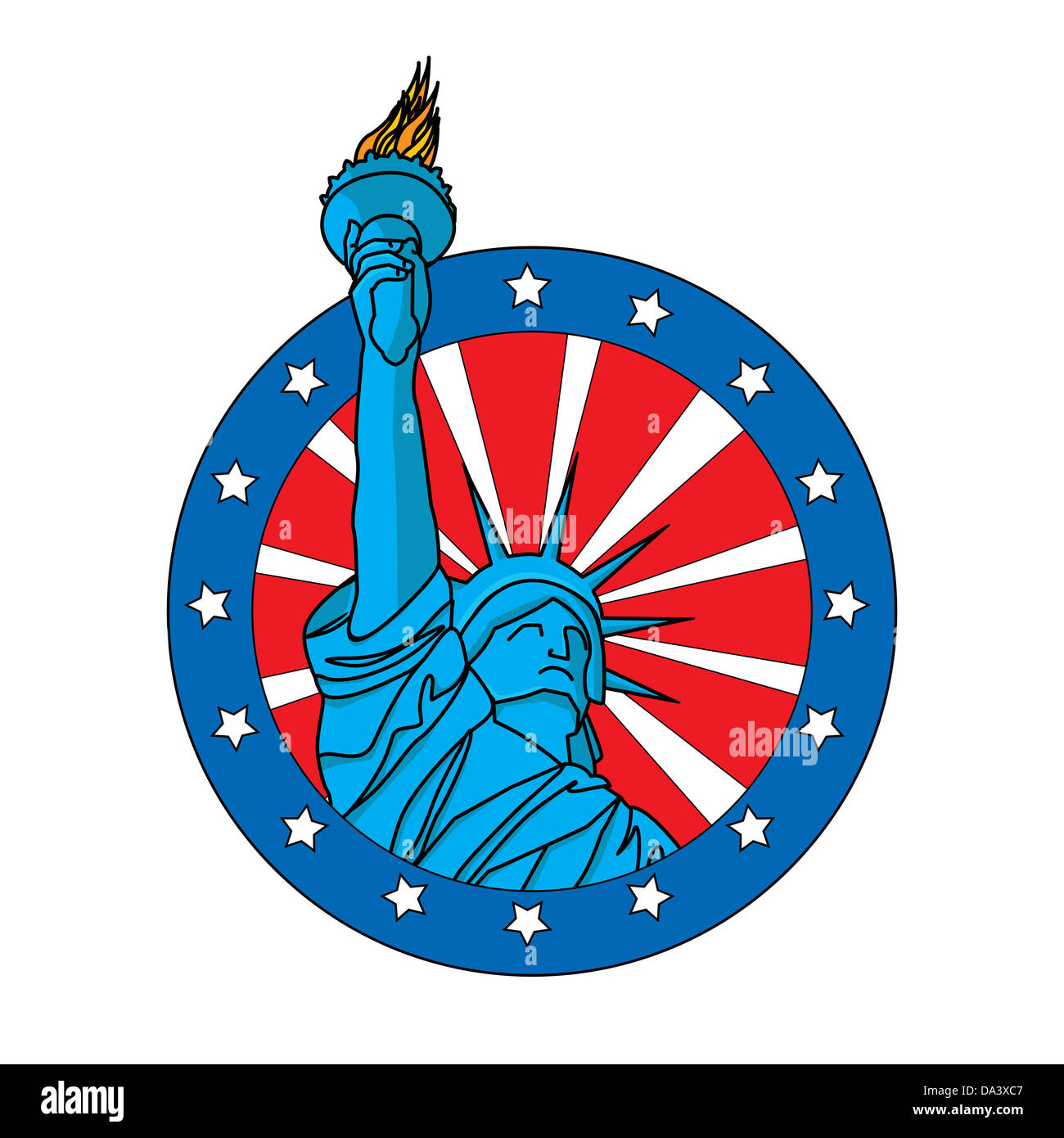 Liberty statue badge, icon on white background Stock Photo - Alamy