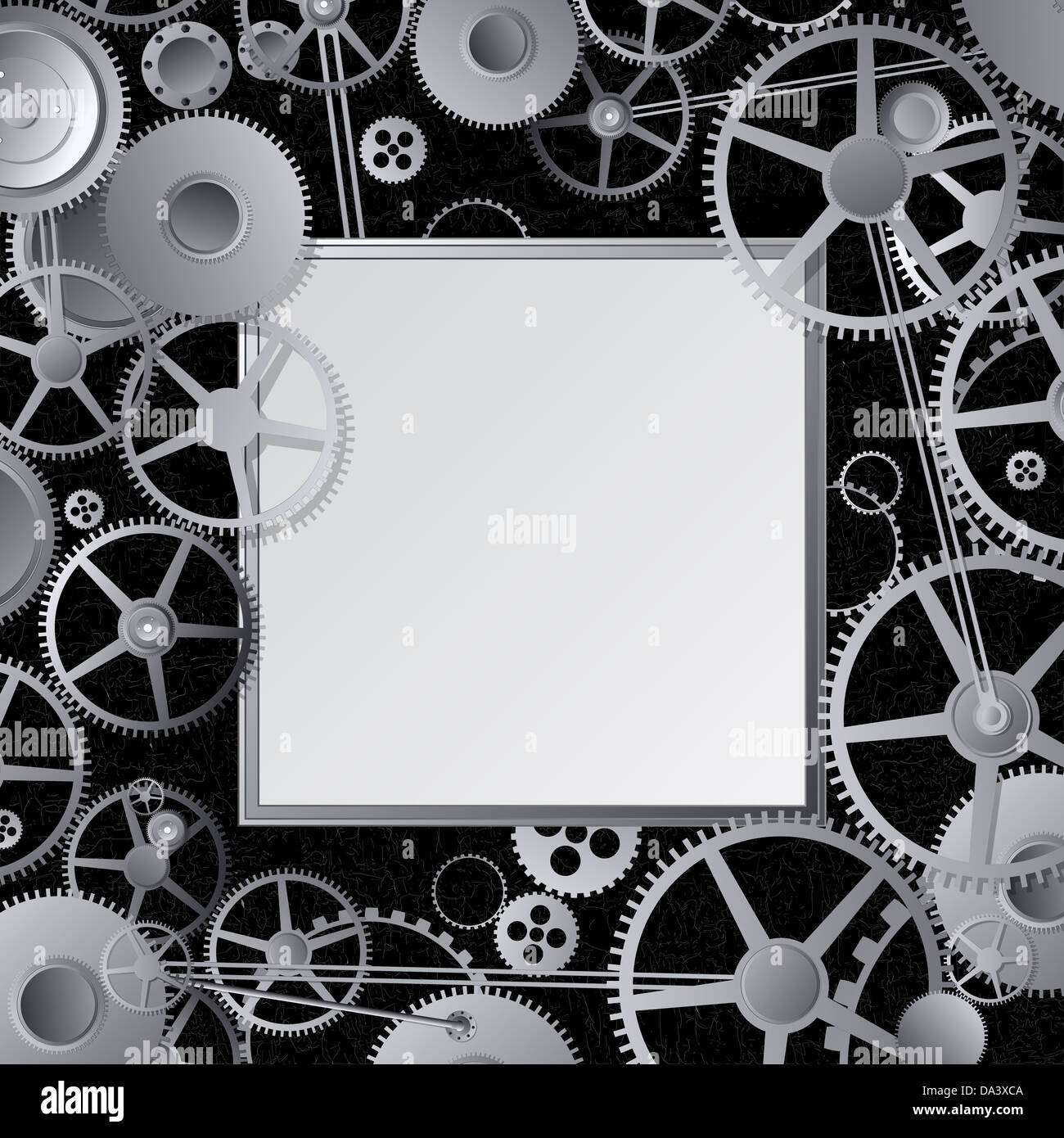 Metal gears frame design with copy paste Stock Photo - Alamy