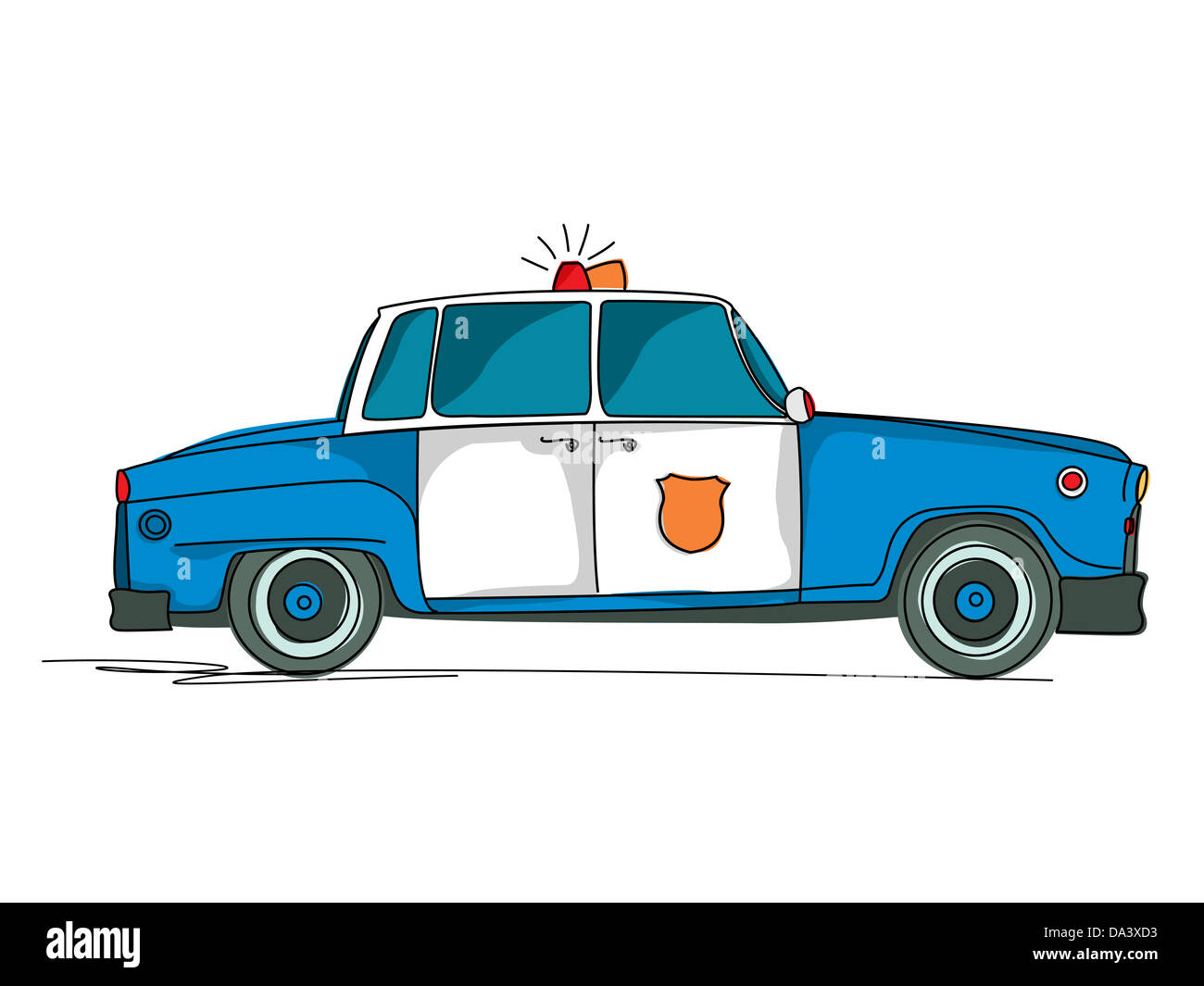 Police car cartoon over white background Stock Photo - Alamy