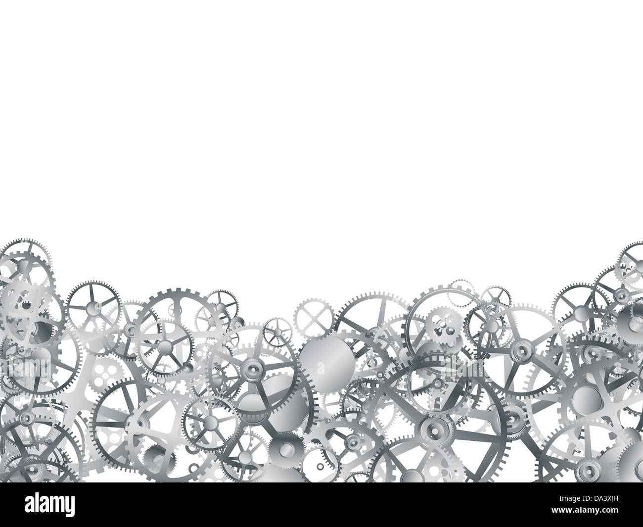Various sized gears against white background Stock Photo - Alamy