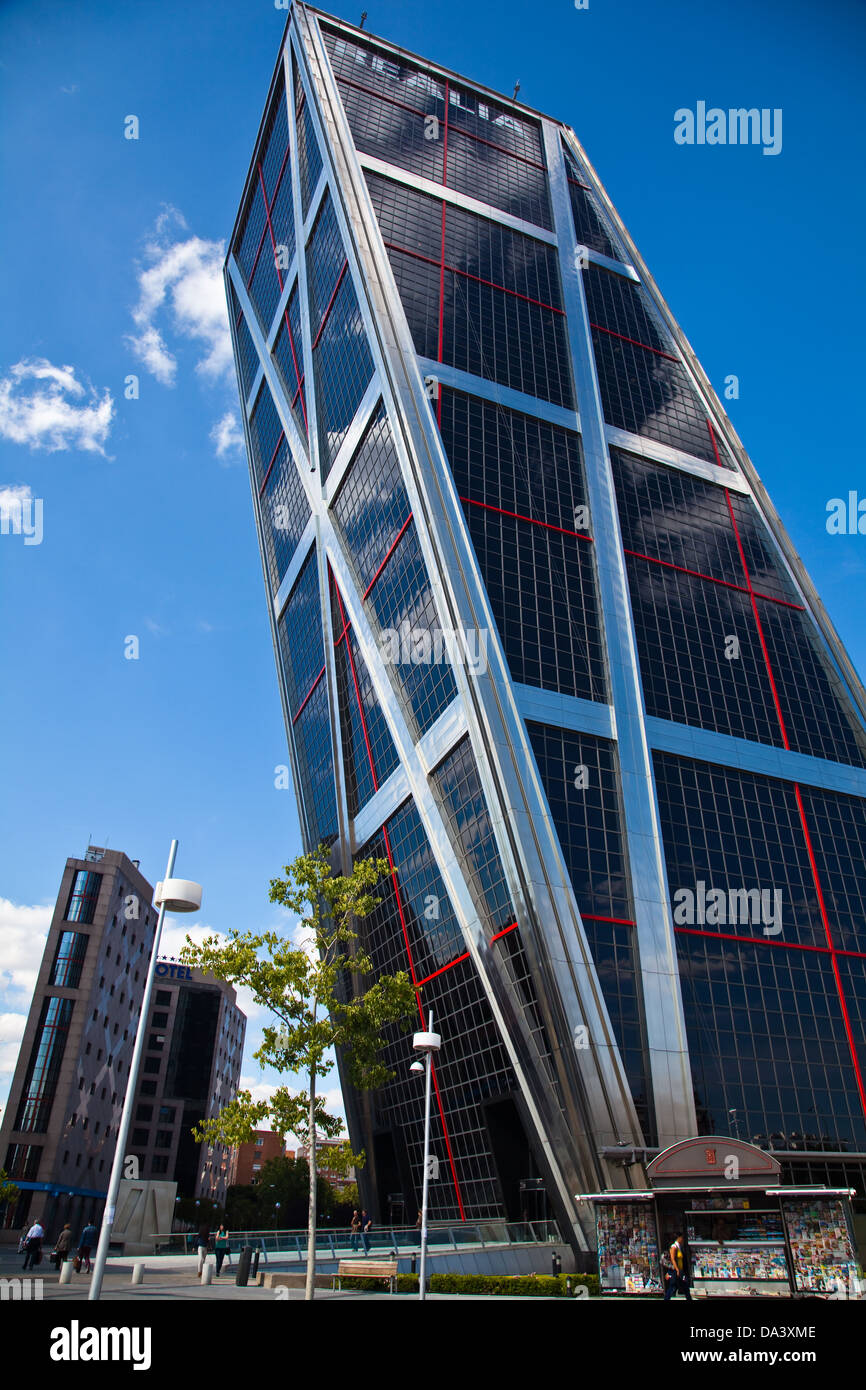 The Realia leaning tower at the Plaza de Castilla in Madrid Stock Photo ...