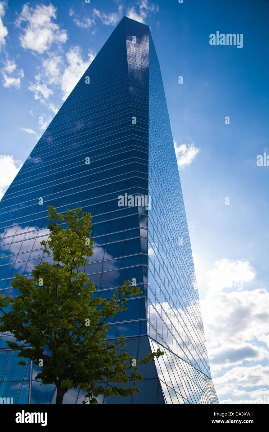 A tower in the cluster of four modern towers built in Madrid Stock ...