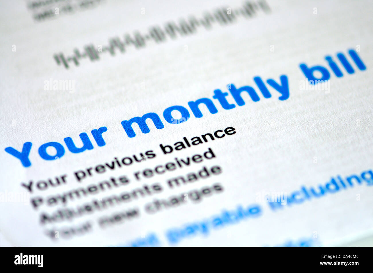 Monthly Telephone Bill Stock Photo Alamy Monthly Telephone Bill Stock Photo Alamy