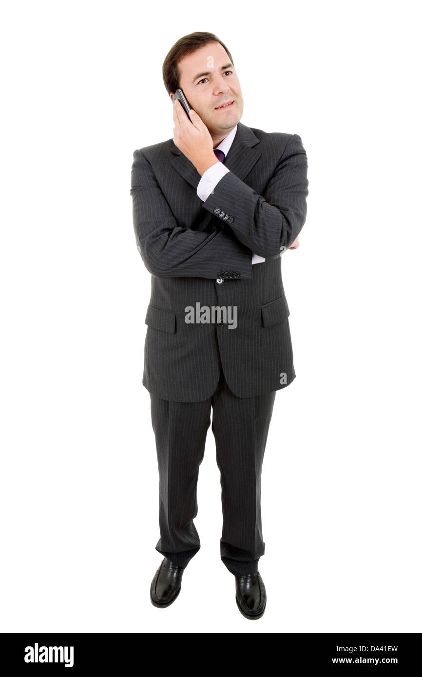 Businessman full body, calling on the phone, isolated Stock Photo - Alamy