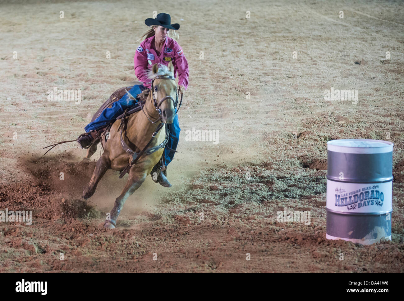 Cowboy Participant in a Calf roping Competition at the Helldorado Days ...