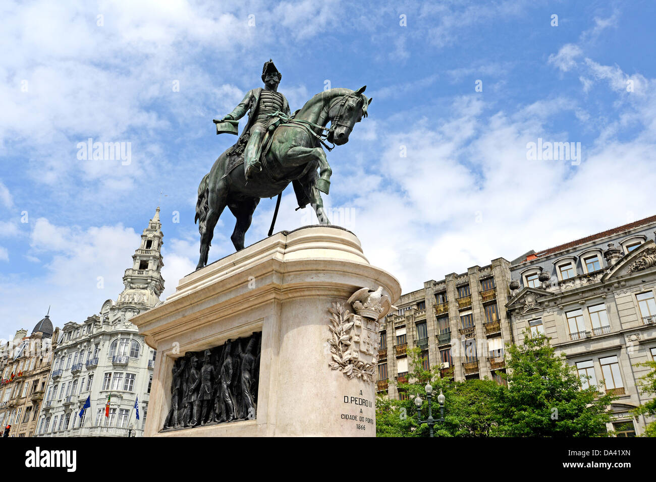 Dom Pedro IV presenting constitutional charter, equestrian statue by ...