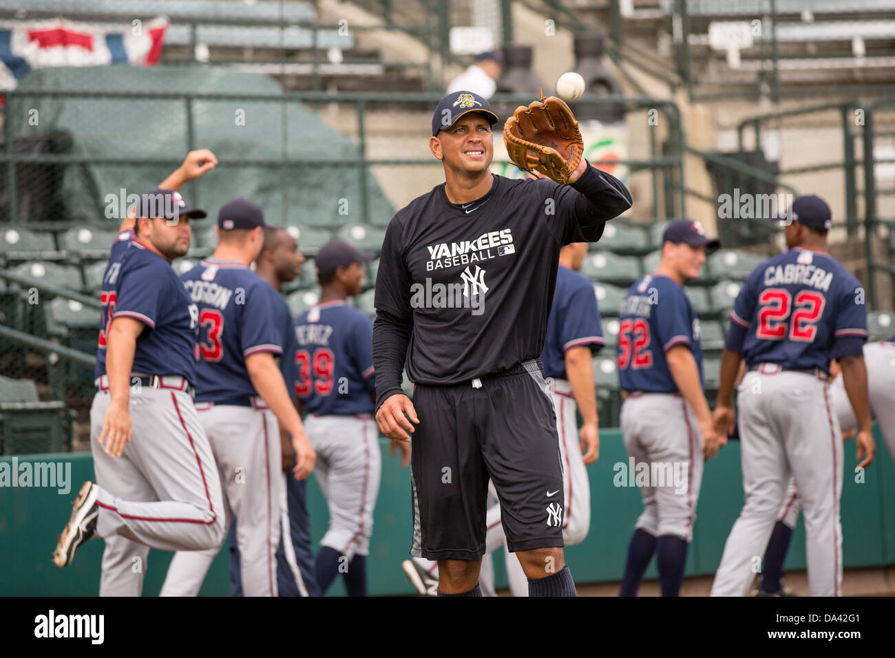 New York Yankees Alex Rodriguez during fielding practice before ...