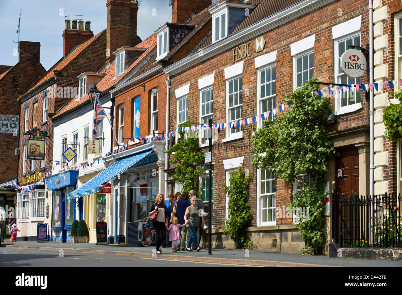 HSBC Bank and traditional local shops on Market Place Malton Ryedale ...