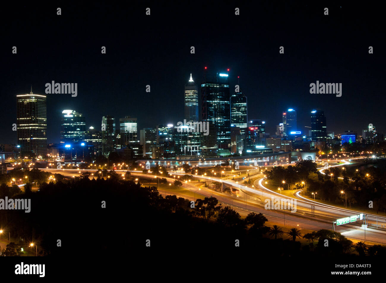 Perth skyline at night Stock Photo - Alamy