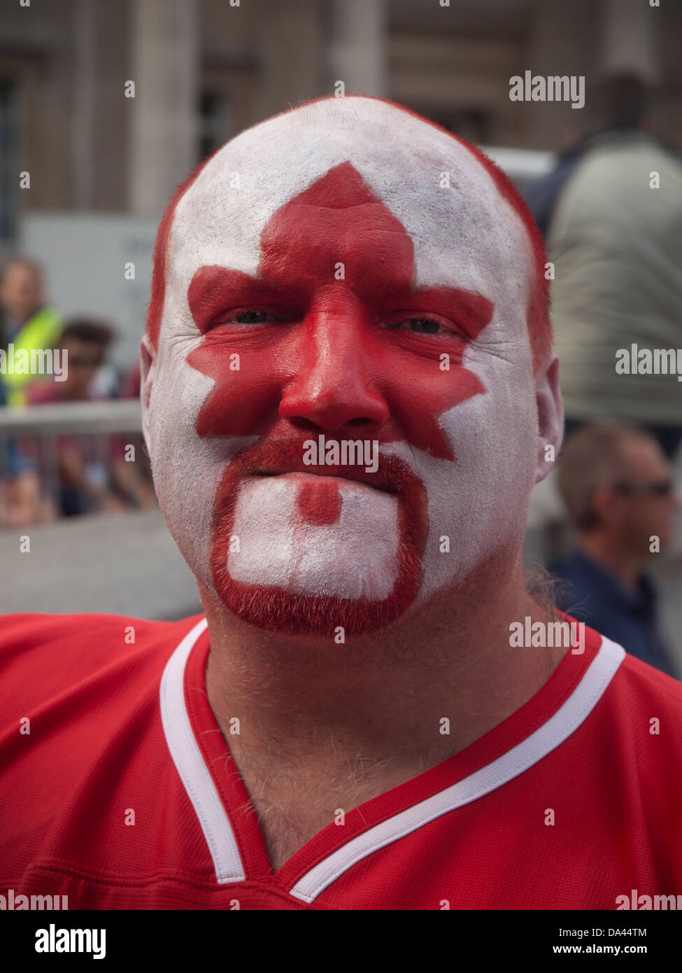 A proud Canadian with a painted face at the London celebrations of ...