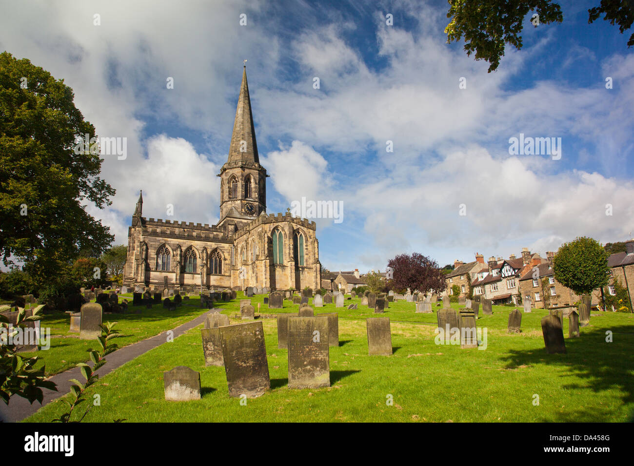 All Saints parish church and its graveyard in Bakewell, Derbyshire ...