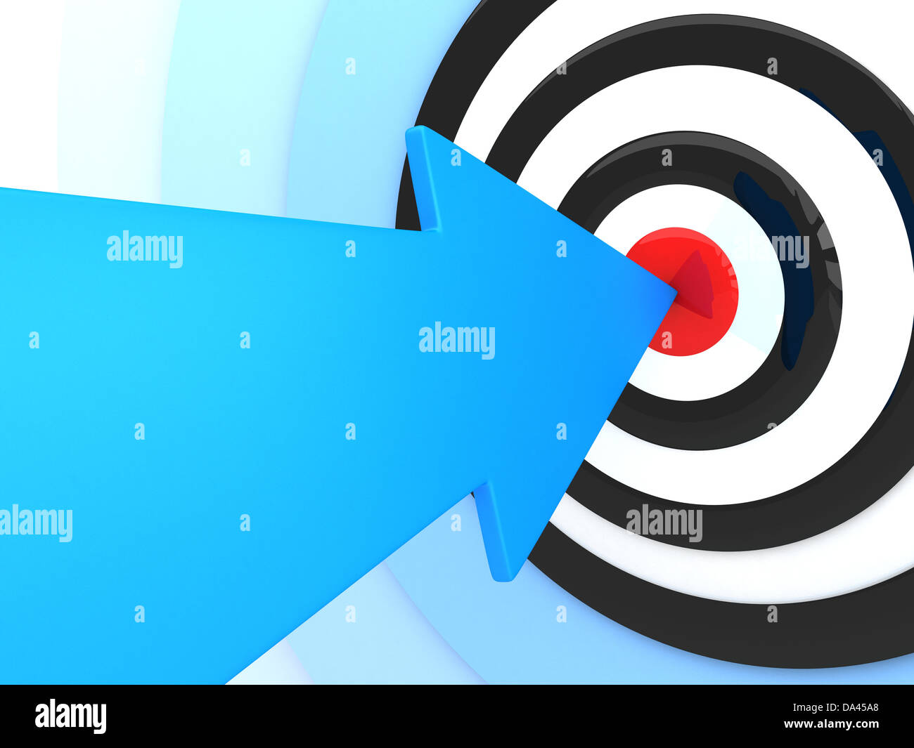 Abstract success. Blue arrow in target (done in 3d Stock Photo - Alamy