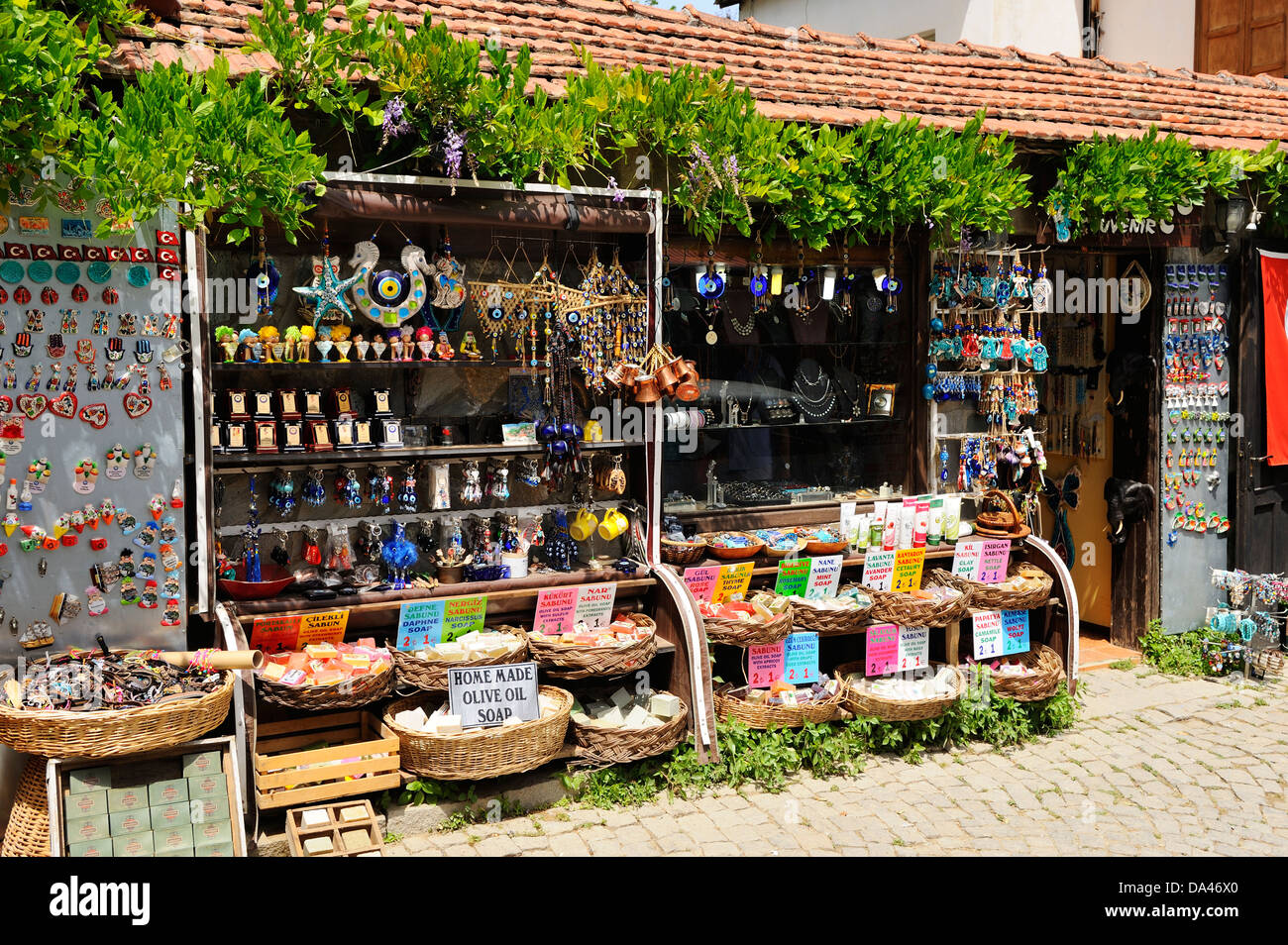 Tourist shops in old Greek village of Sirince near Selcuk, Turkey Stock ...