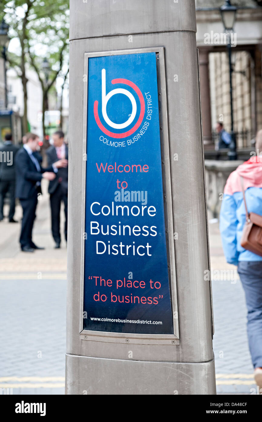Colmore row business district Birmingham city sign Stock Photo - Alamy