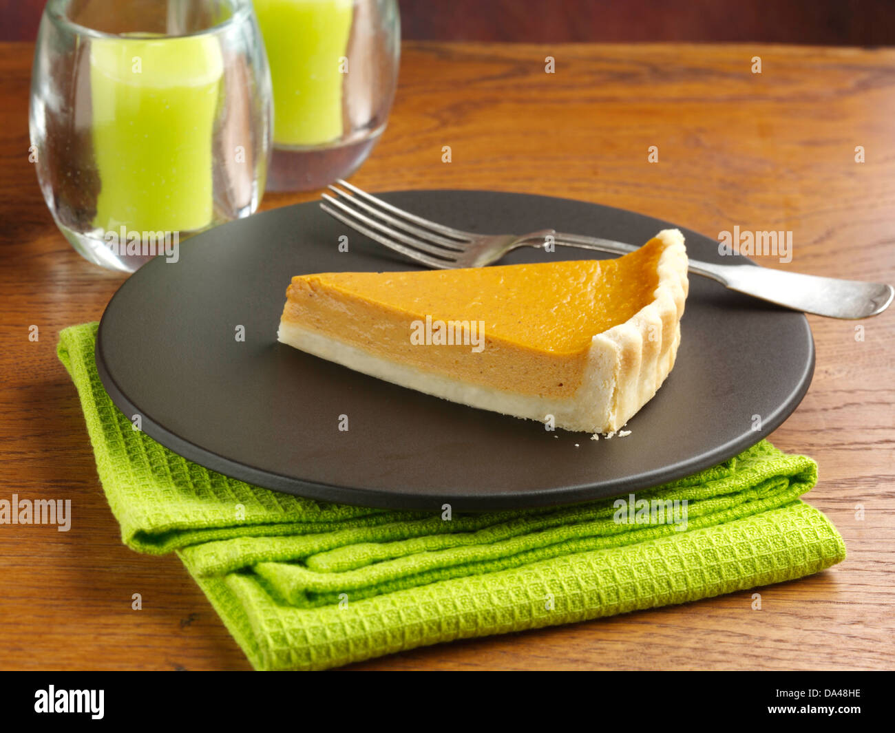 Pumpkin pie slice made with organic stevia Stock Photo - Alamy