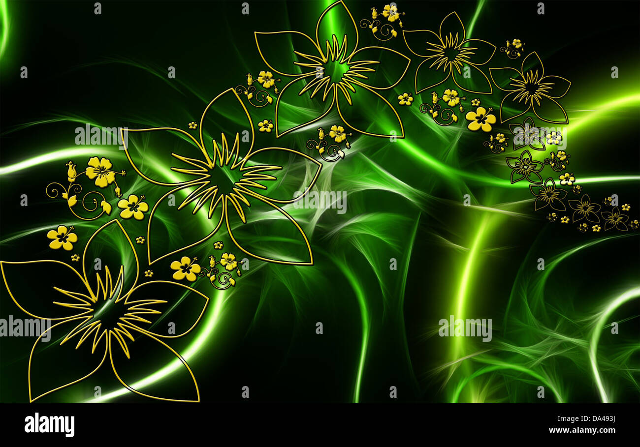 This abstract design features floral entwining fractals, creating a ...