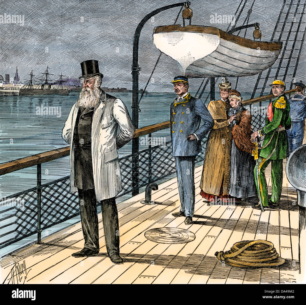 Exile of Brazilian Emperor Pedro II after a coup d'etat, 1889. Hand ...