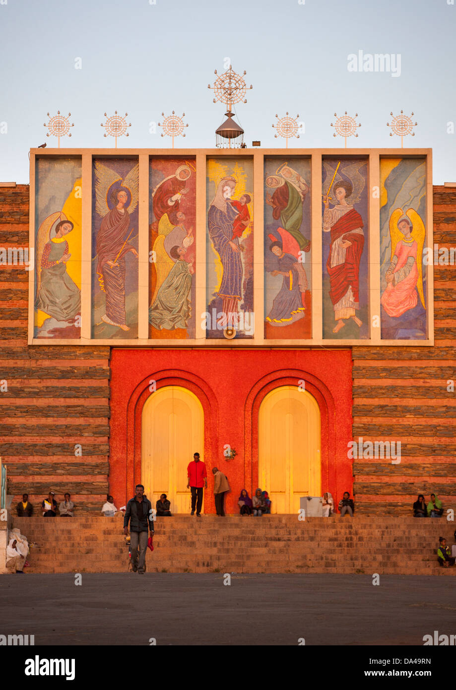 People Praying At Enda Mariam Orthodox Cathedral, Asmara Eritrea Stock ...