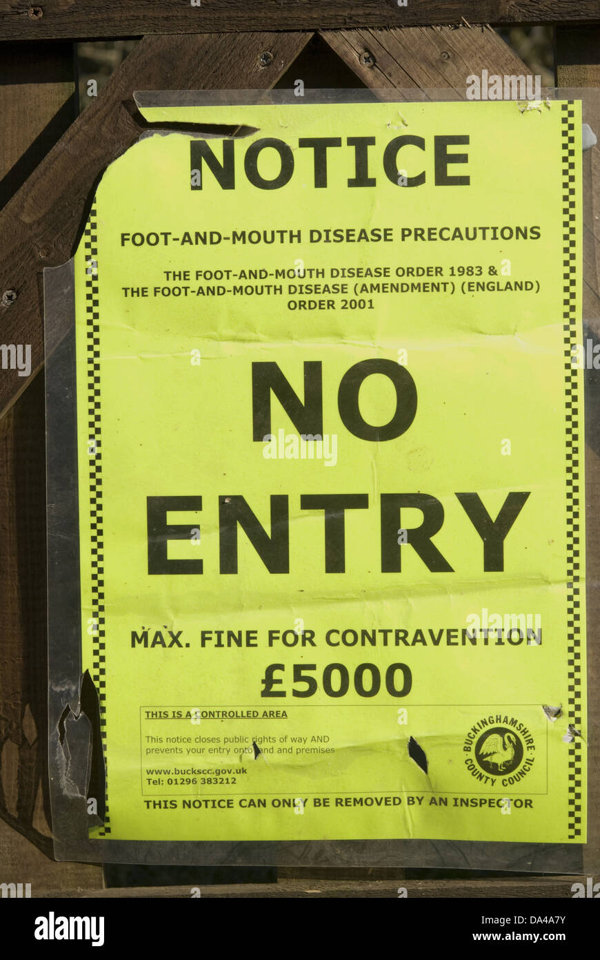'No Entry' Foot-and-Mouth Disease Precautions notice, Moses Plat Farm ...
