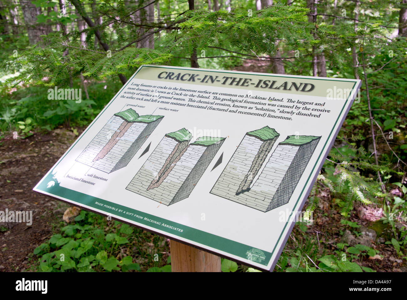 Michigan, Mackinac. Mackinac Island State Park trail system through the center of the island ...