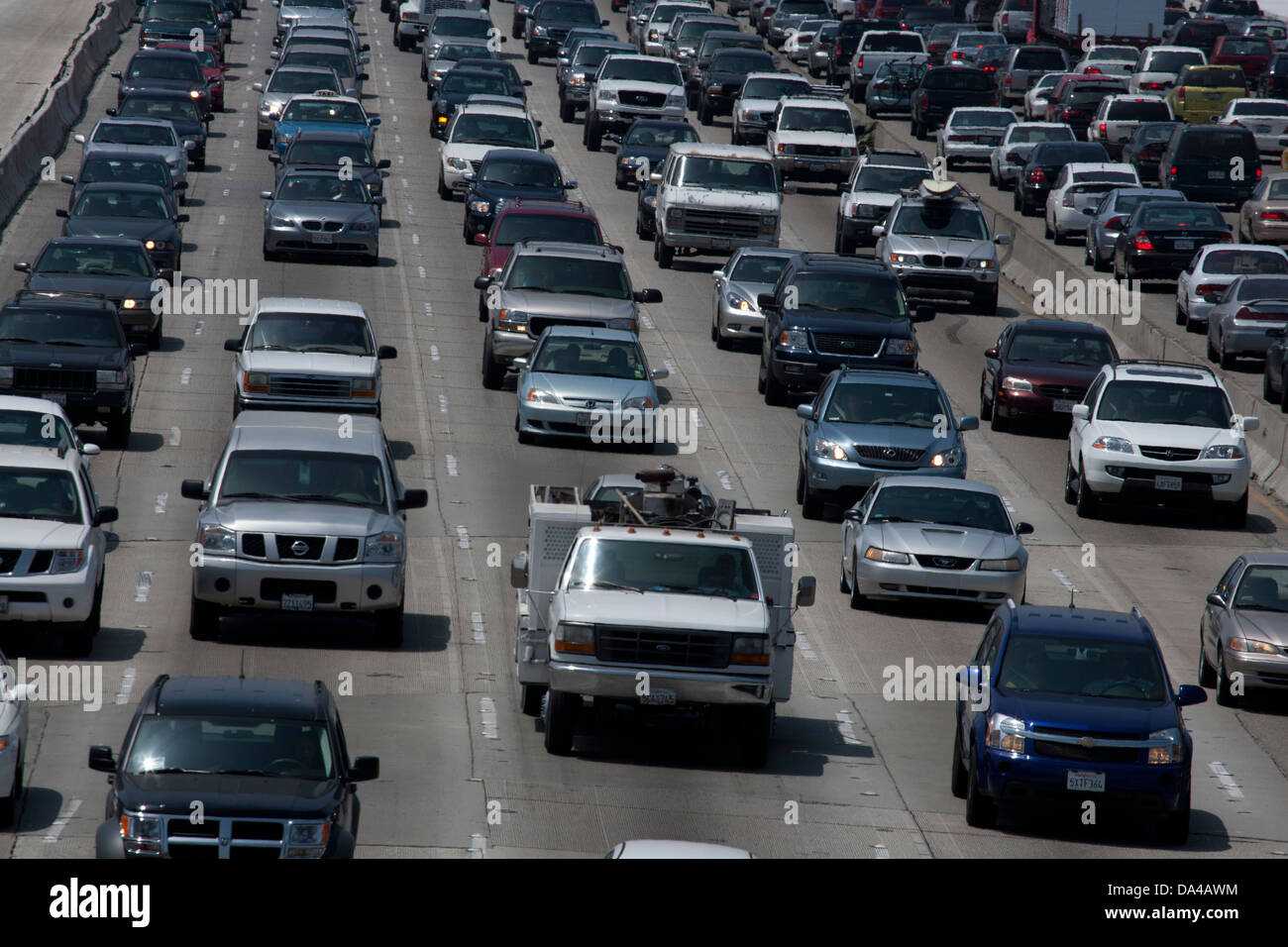 LOS ANGELES, CA – MAY 25: Freeway traffic heading north - south on the ...