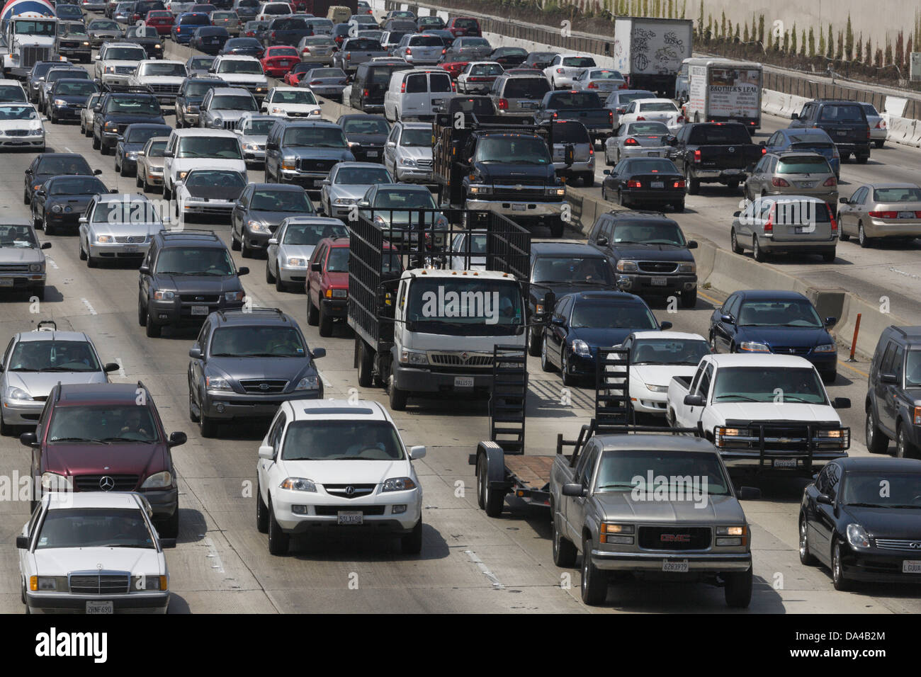 LOS ANGELES, CA – MAY 25: Freeway traffic heading north - south on the ...