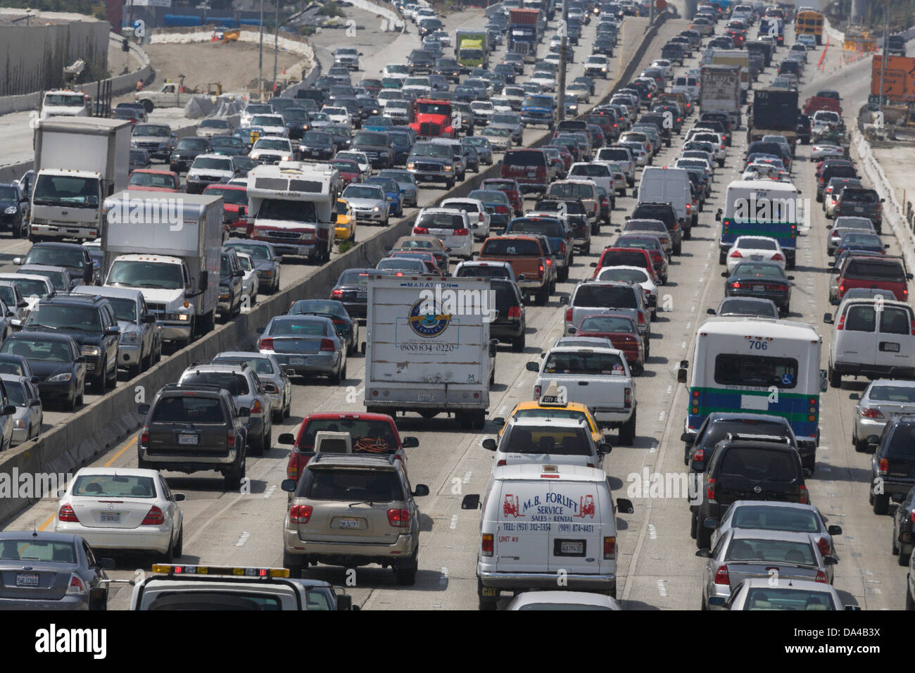 LOS ANGELES, CA – MAY 25: Freeway traffic heading north - south on the ...