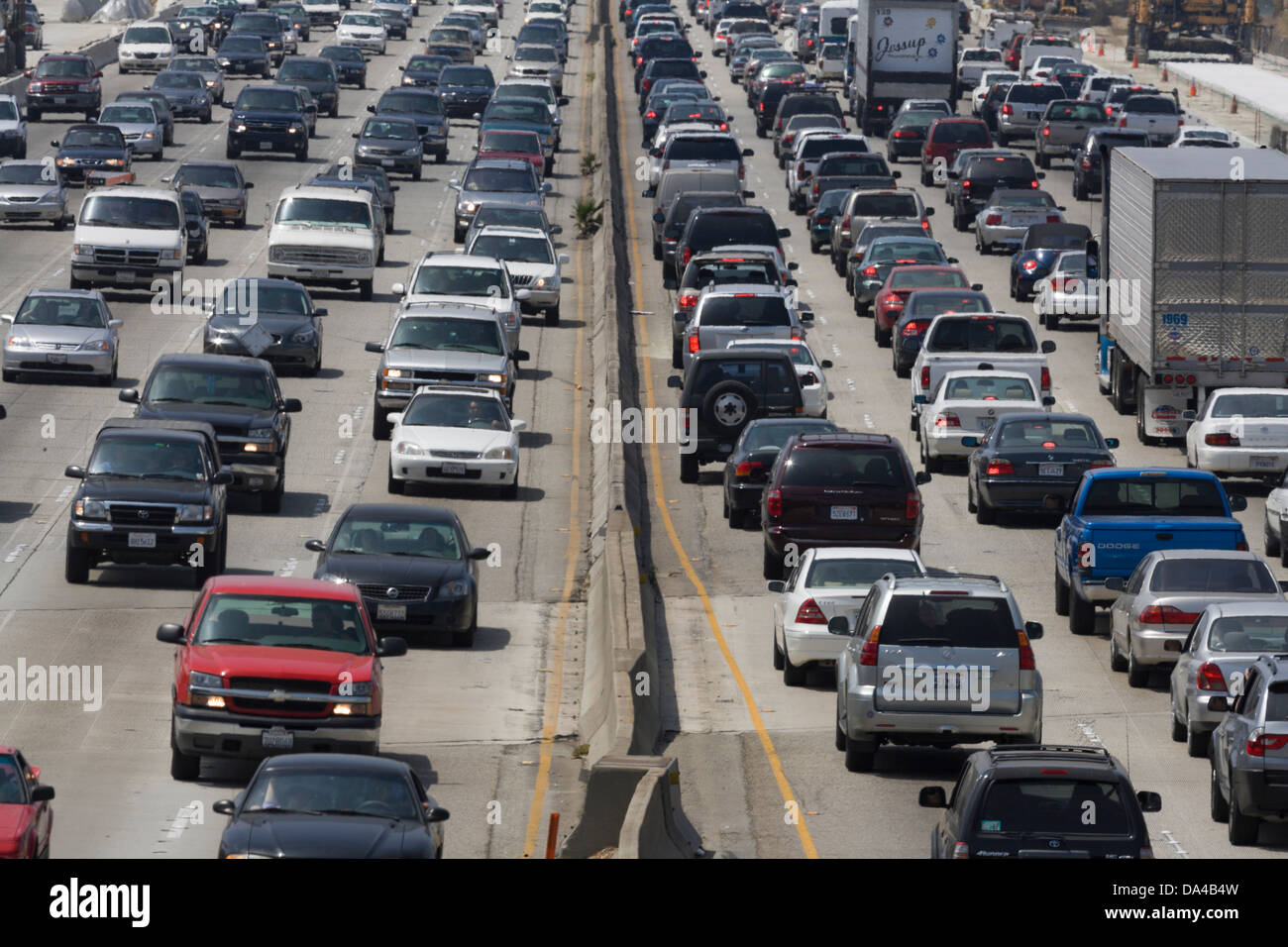 LOS ANGELES, CA – MAY 25: Freeway traffic heading north - south on the ...
