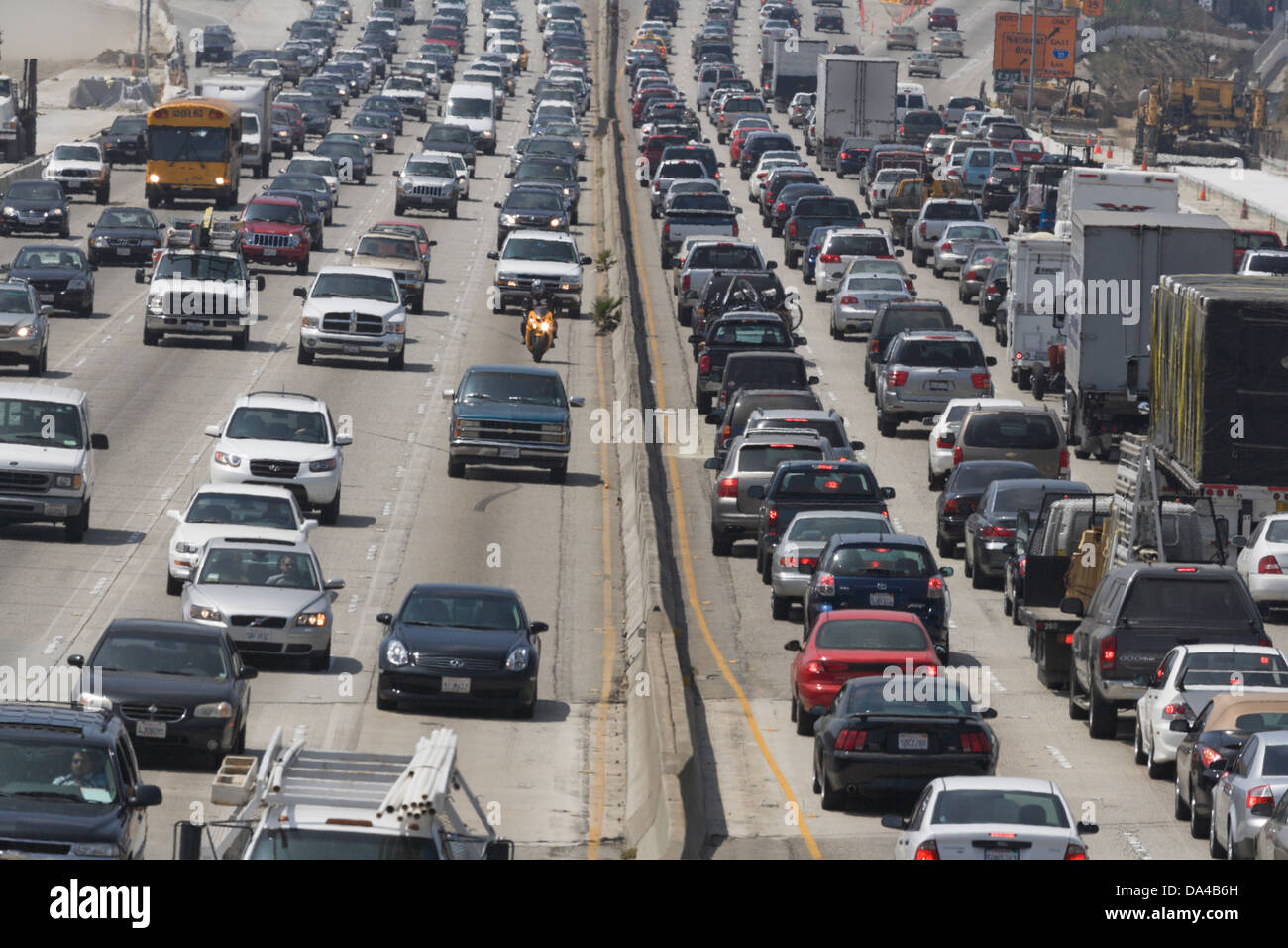 LOS ANGELES, CA – MAY 25: Freeway traffic heading north - south on the ...