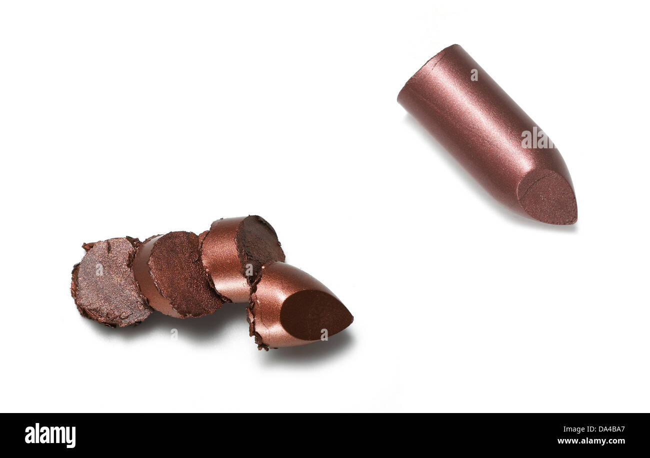 bronze brown lipstick chop cut out onto a white background Stock Photo ...