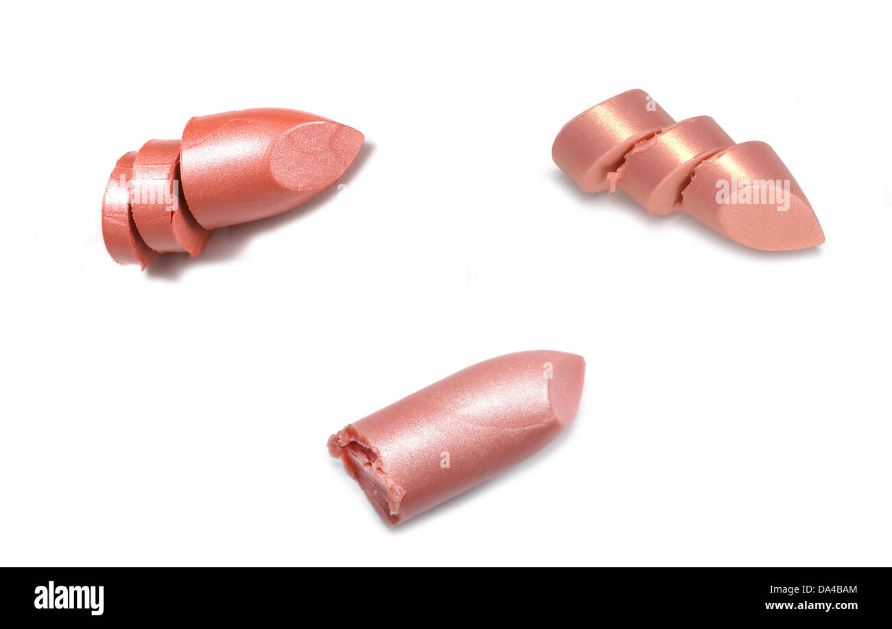 pink shimmer lipstick chop cut out onto a white background Stock Photo ...