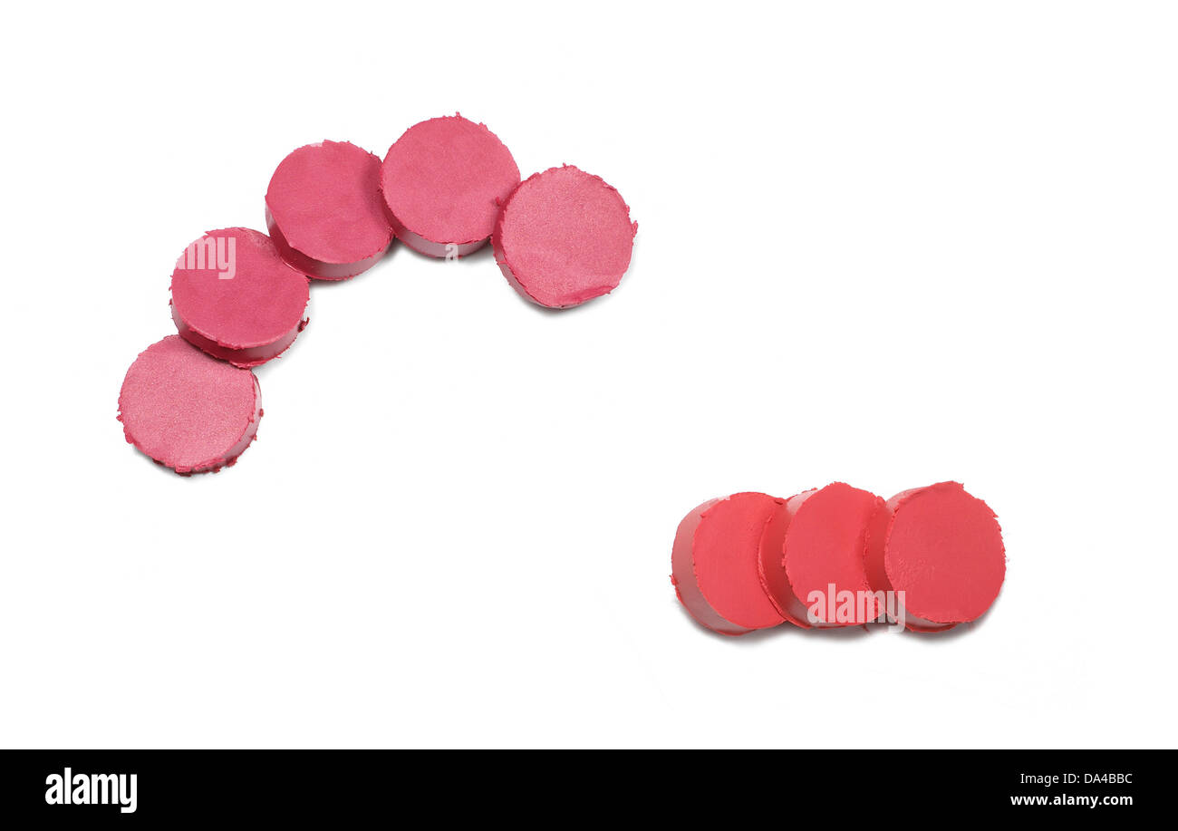 red lipstick chop cut out onto a white background Stock Photo - Alamy