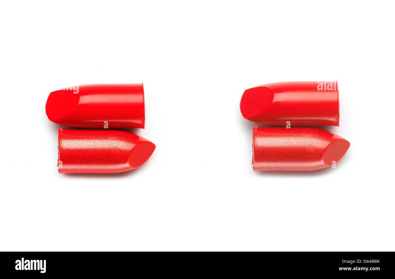 red lipstick chop cut out onto a white background Stock Photo - Alamy