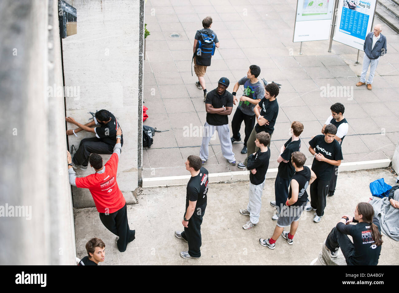 Free running training school on Southbank London Stock Photo - Alamy