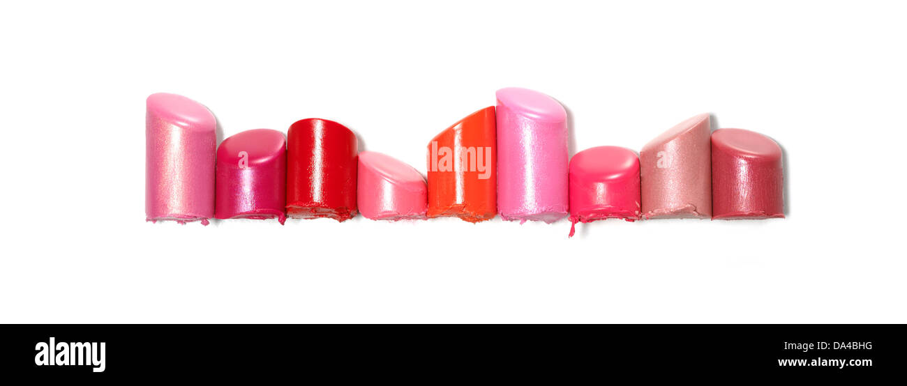 red lipstick chop row cut out onto a white background Stock Photo - Alamy