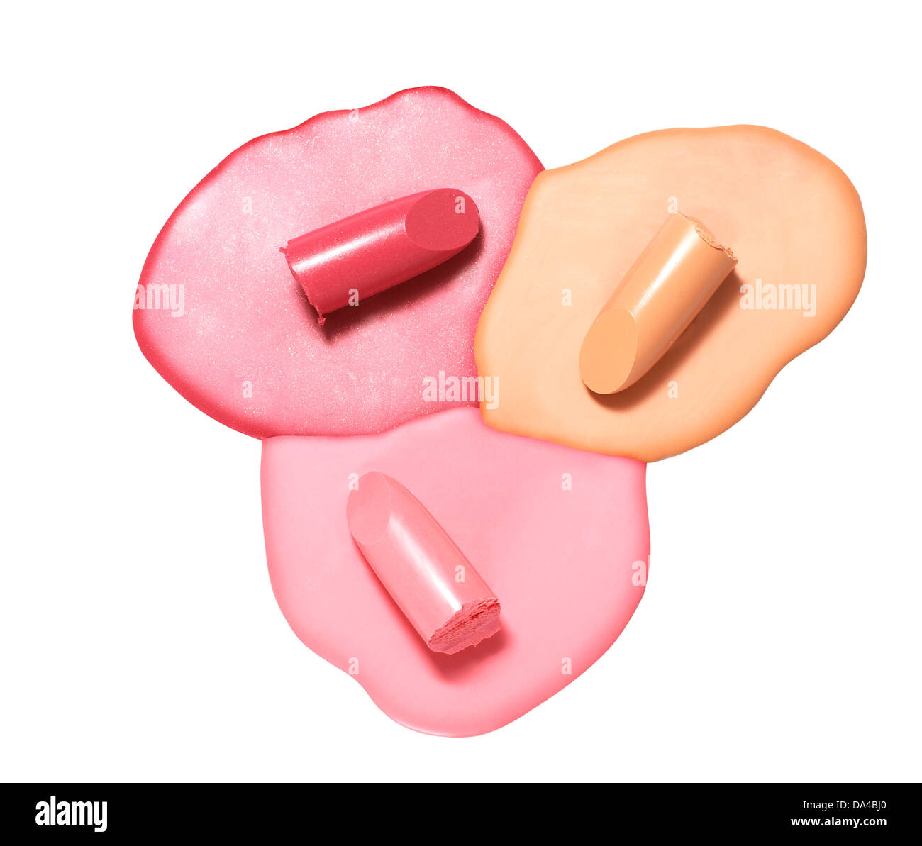 pink lipstick chop in pools cut out onto a white background Stock Photo ...