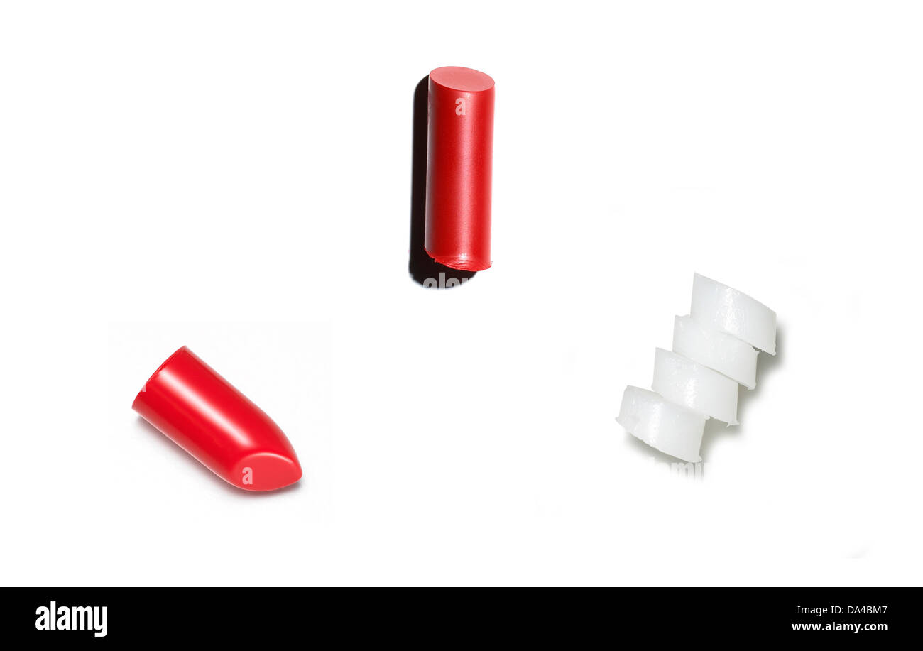 red lipstick chop cut out onto a white background Stock Photo - Alamy