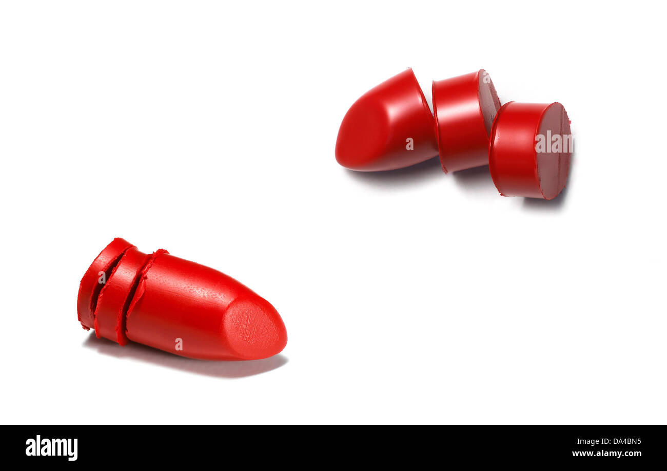 red lipstick chop cut out onto a white background Stock Photo - Alamy