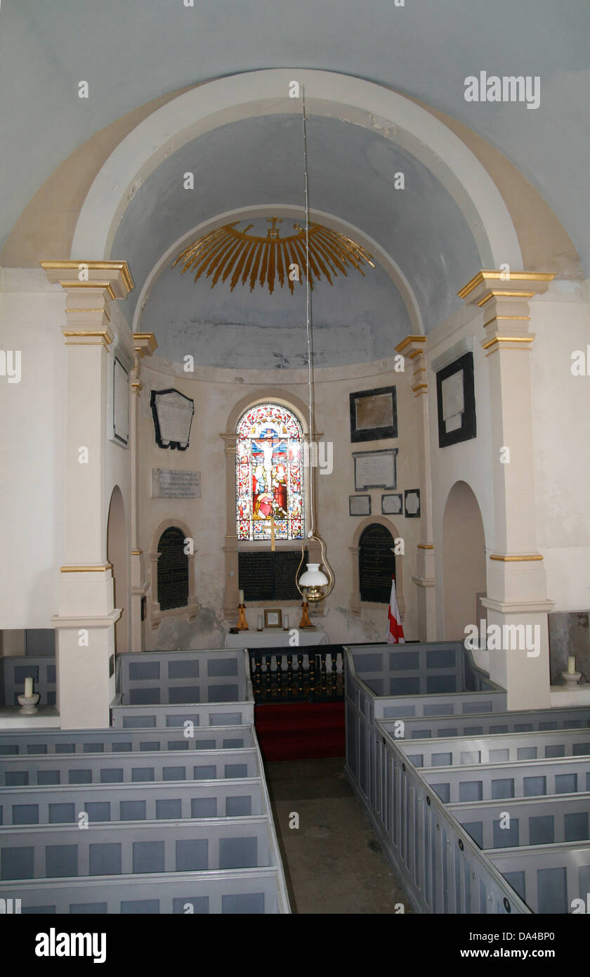 altar and box pews St Georges church interior Reforne Isle of Portland ...