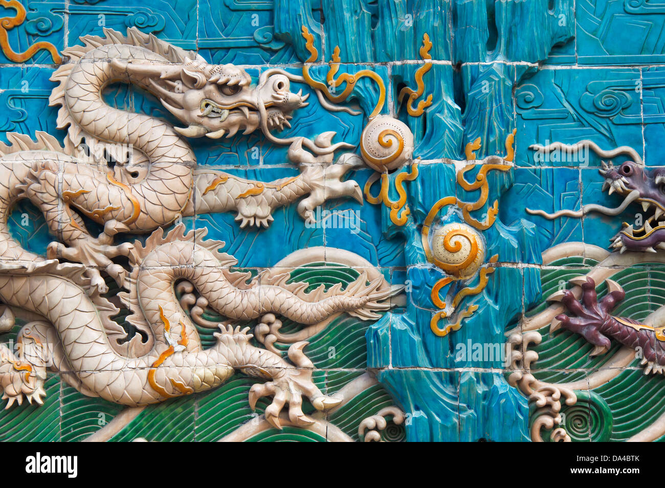 The Nine-Dragon Wall (Jiulongbi) at Beihai park, Beijing, China. The ...