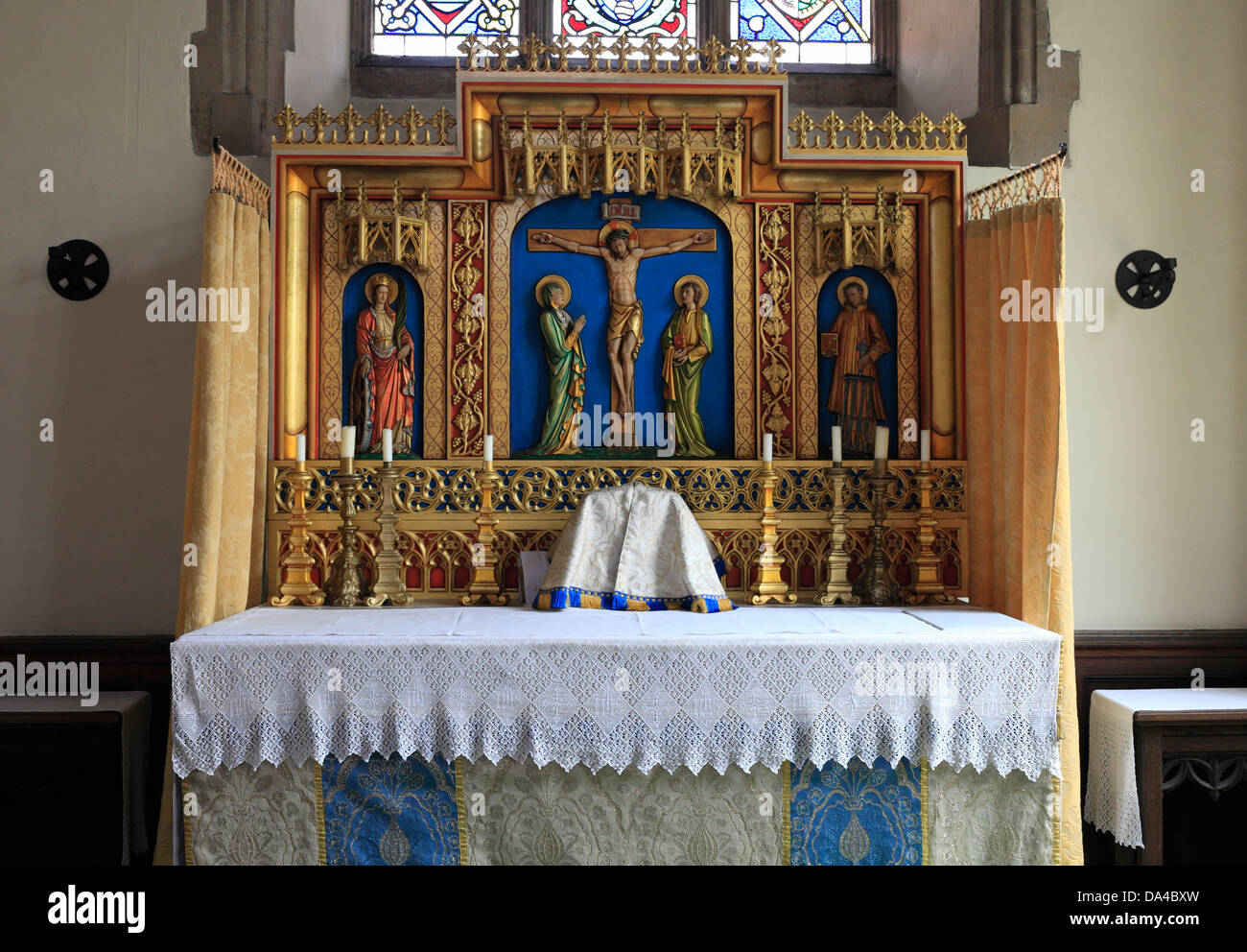 The altar and reredos in the Slipper Chapel at Walsingham Stock Photo ...