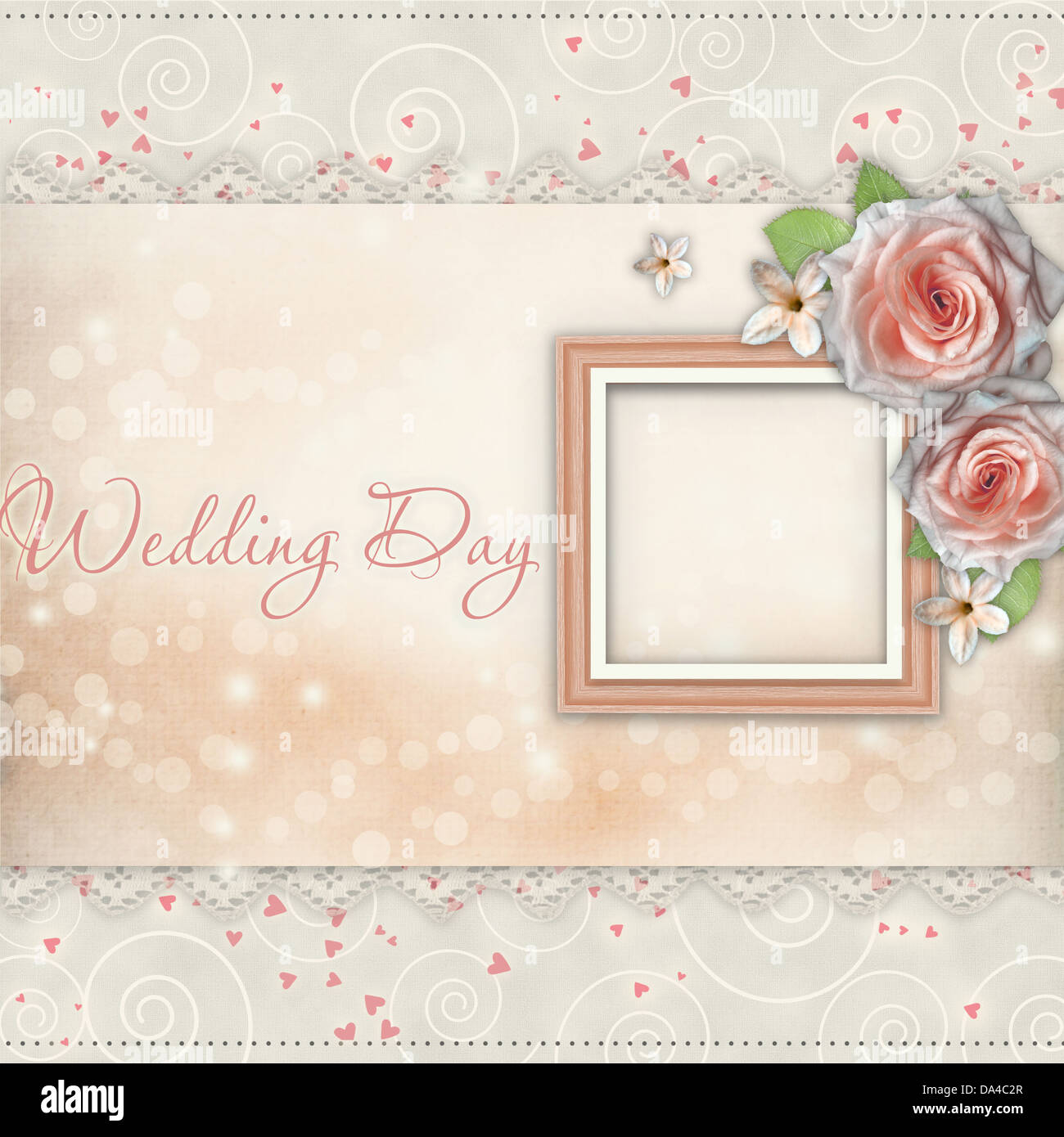 Wedding Day Card for congratulation with roses Stock Photo - Alamy