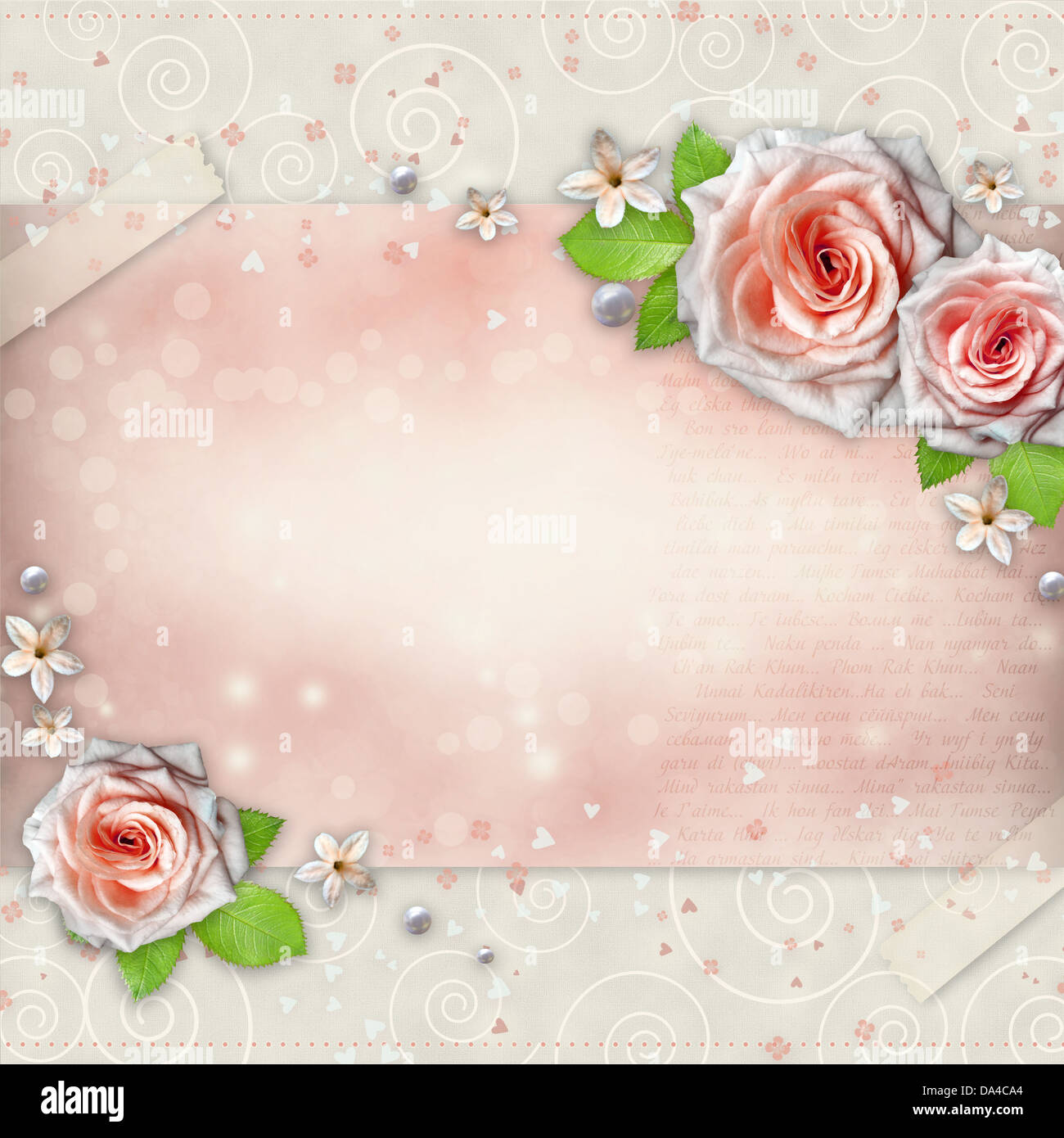 Background for congratulation with beautiful rose Stock Photo - Alamy