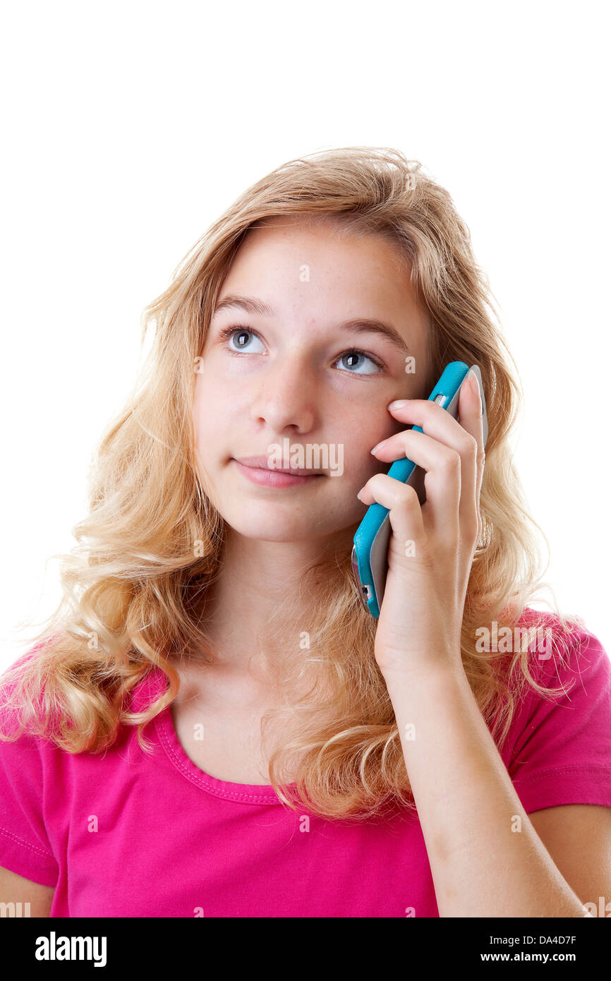 Girl talking on phone white hi-res stock photography and images - Alamy