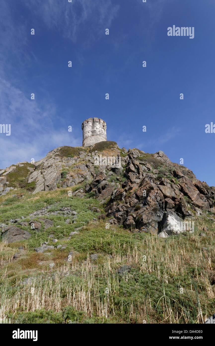 Genoese tower at Parata Point. Corse-du-Sud, Corsica Island, France ...