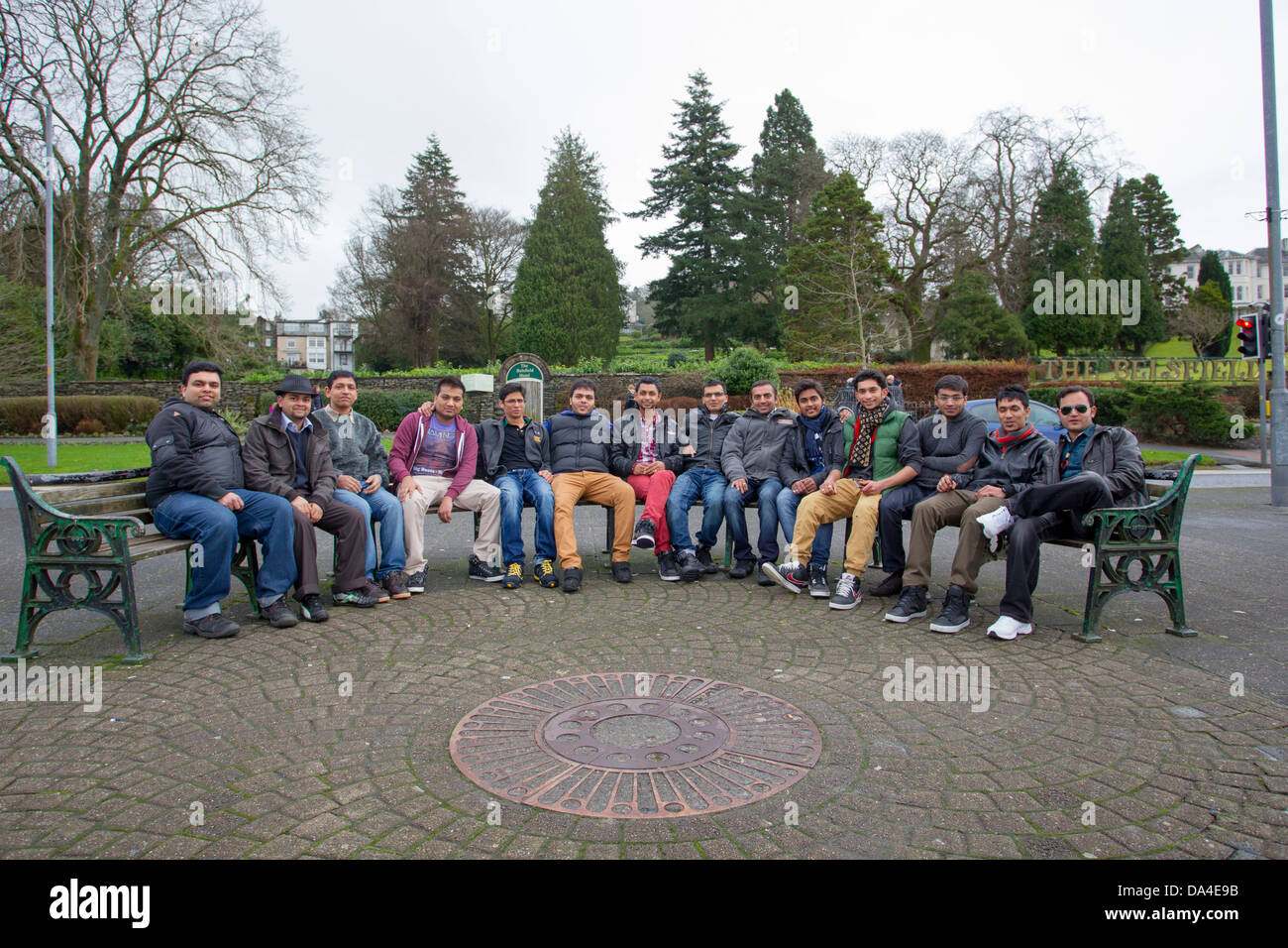 group of young Muslim men at Bowness Bay Stock Photo - Alamy