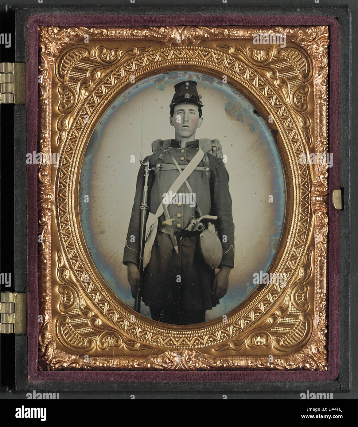 This image shows an unidentified Union soldier from the American Civil ...