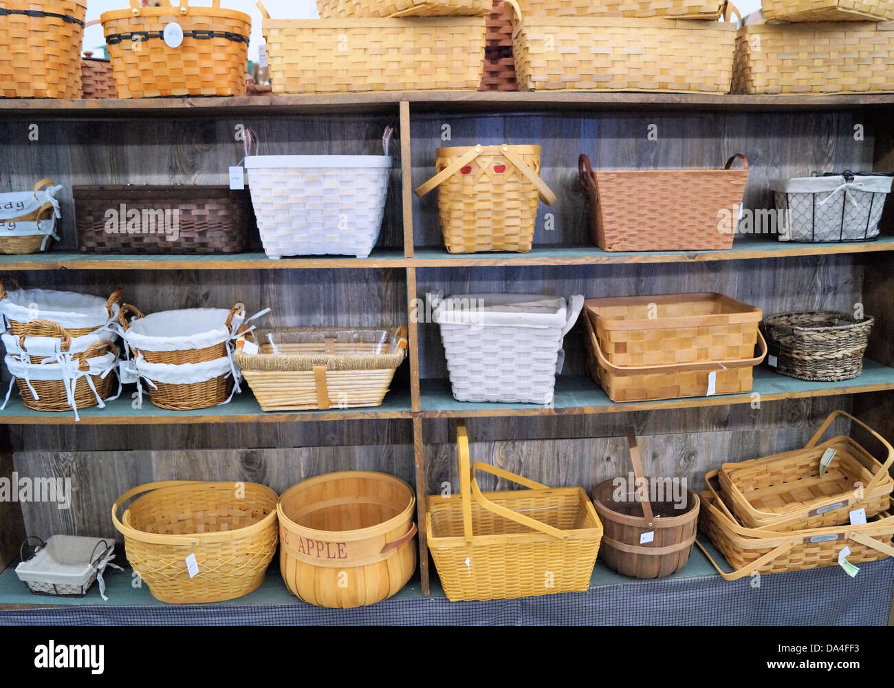 Large assortment of wicker baskets for sale Stock Photo - Alamy