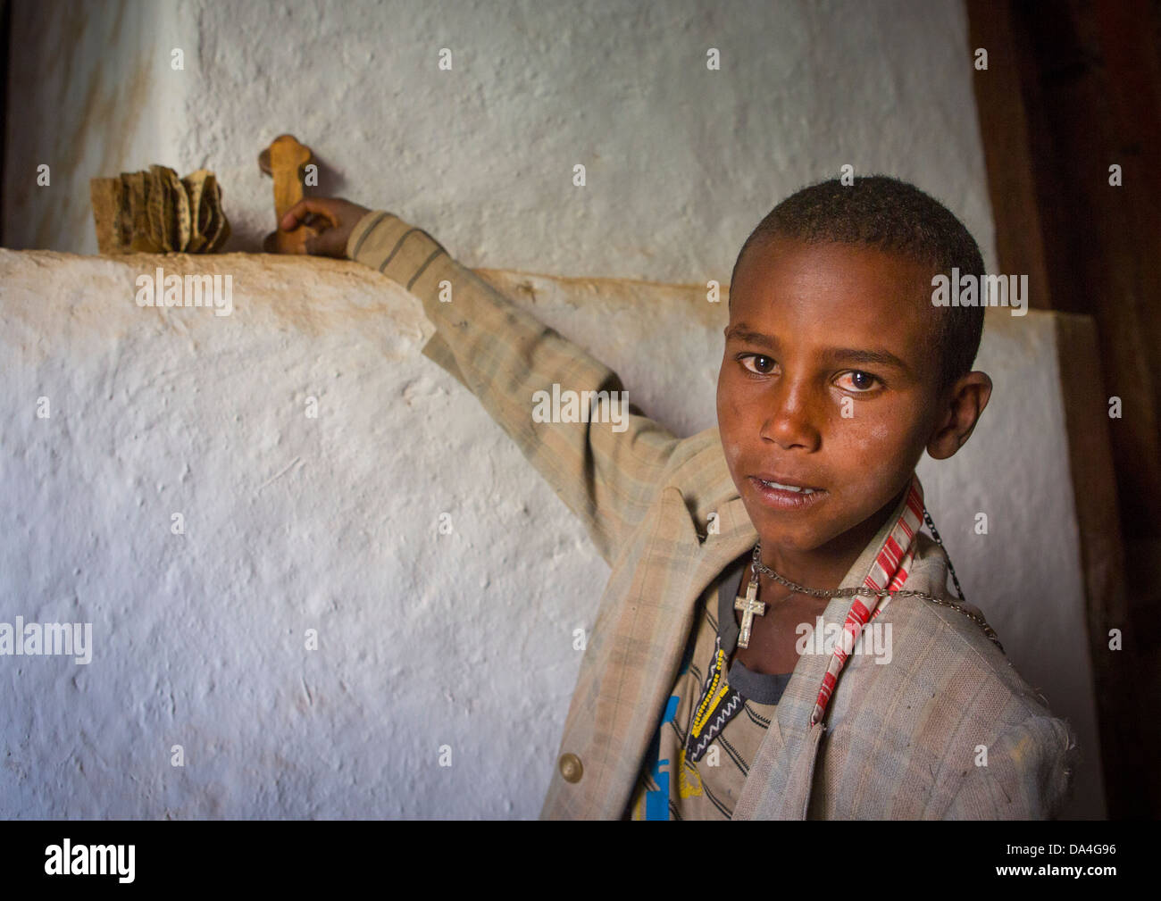 Boy In The Church Of Kidane Mehret , Senafe, Eritrea Stock Photo - Alamy