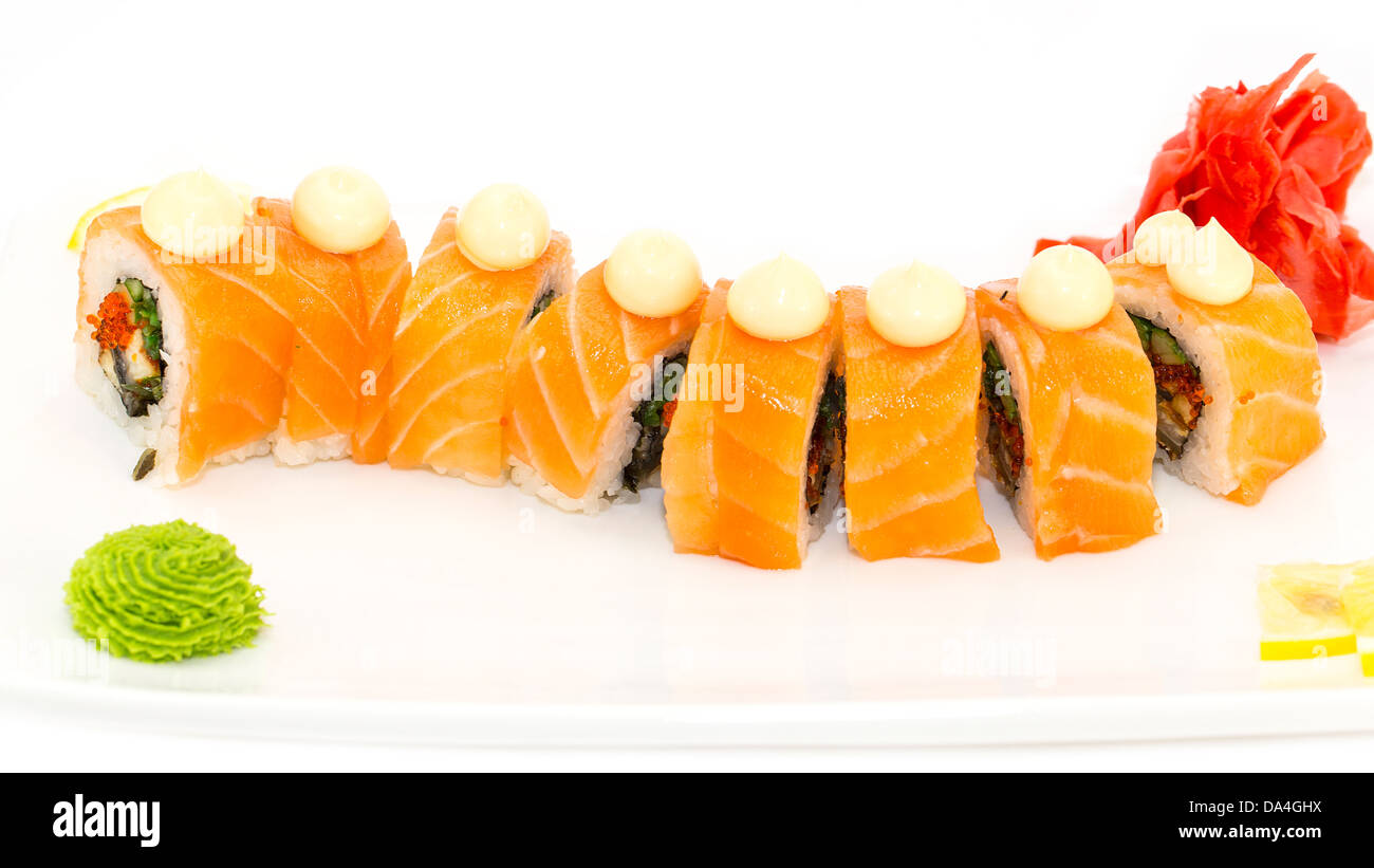 delicious seafood sushi at a Japanese restaurant Stock Photo - Alamy